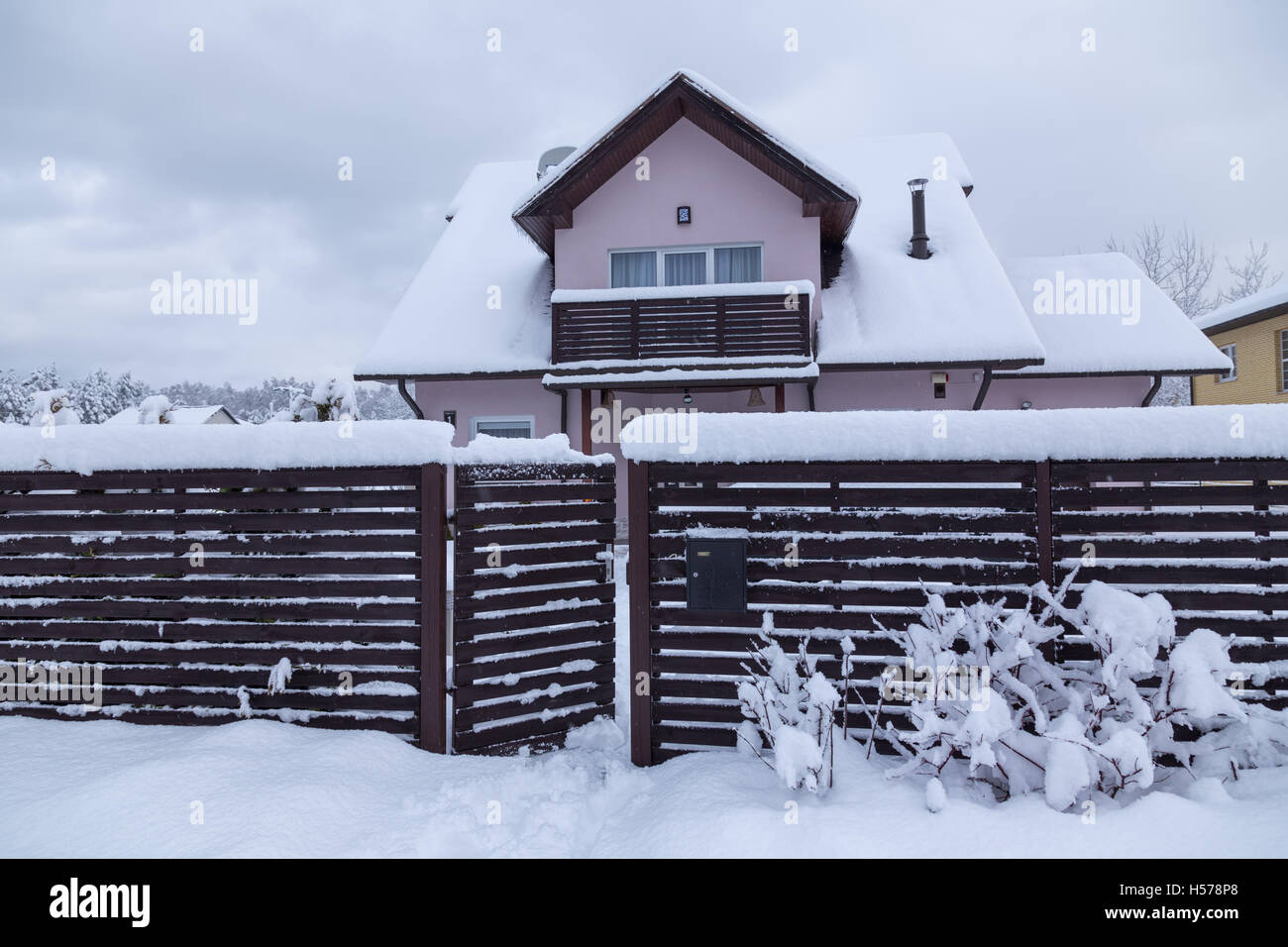 first snow Russian cold winter Stock Photo - Alamy
