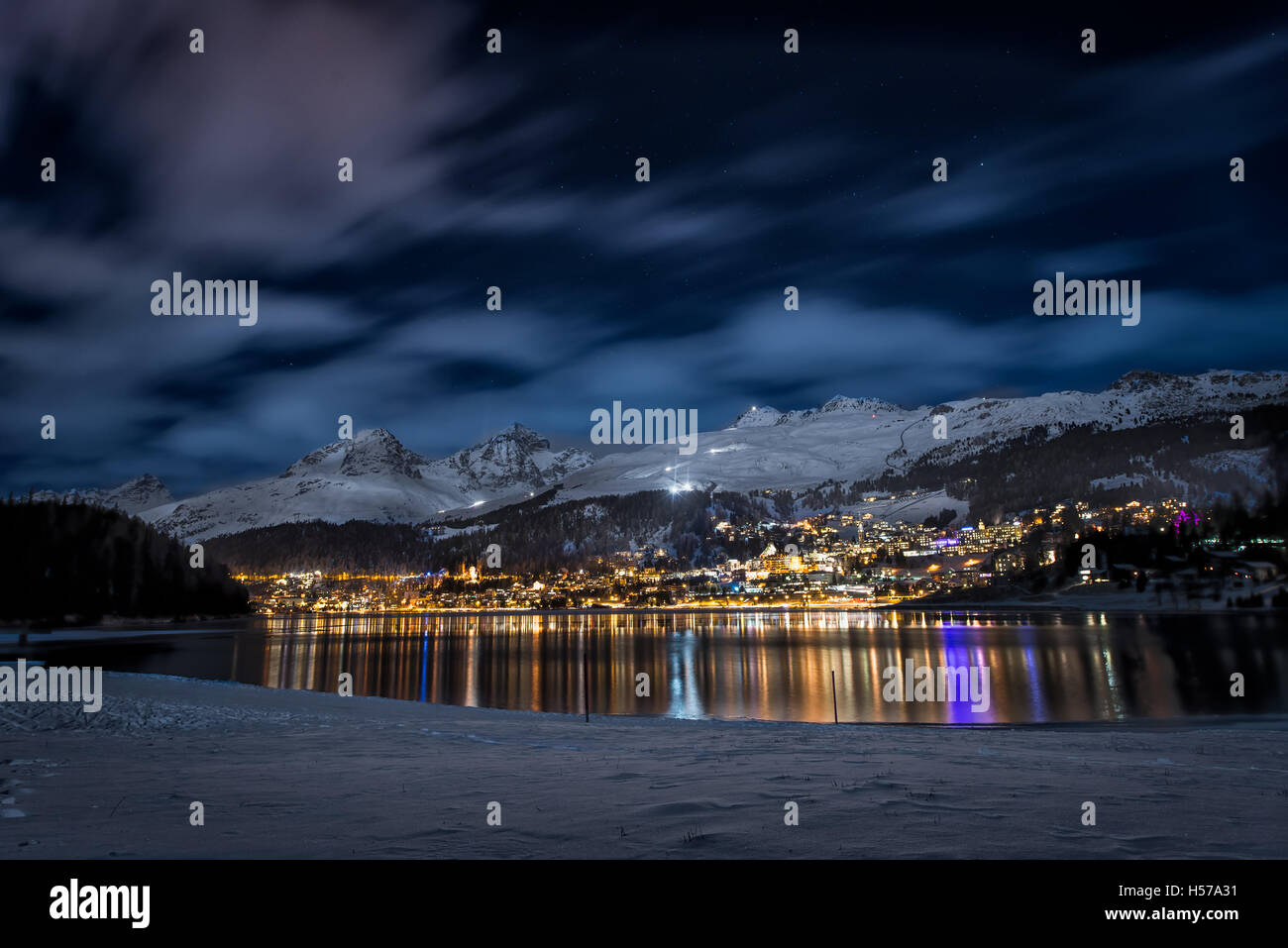 St.Moritz by night Stock Photo - Alamy