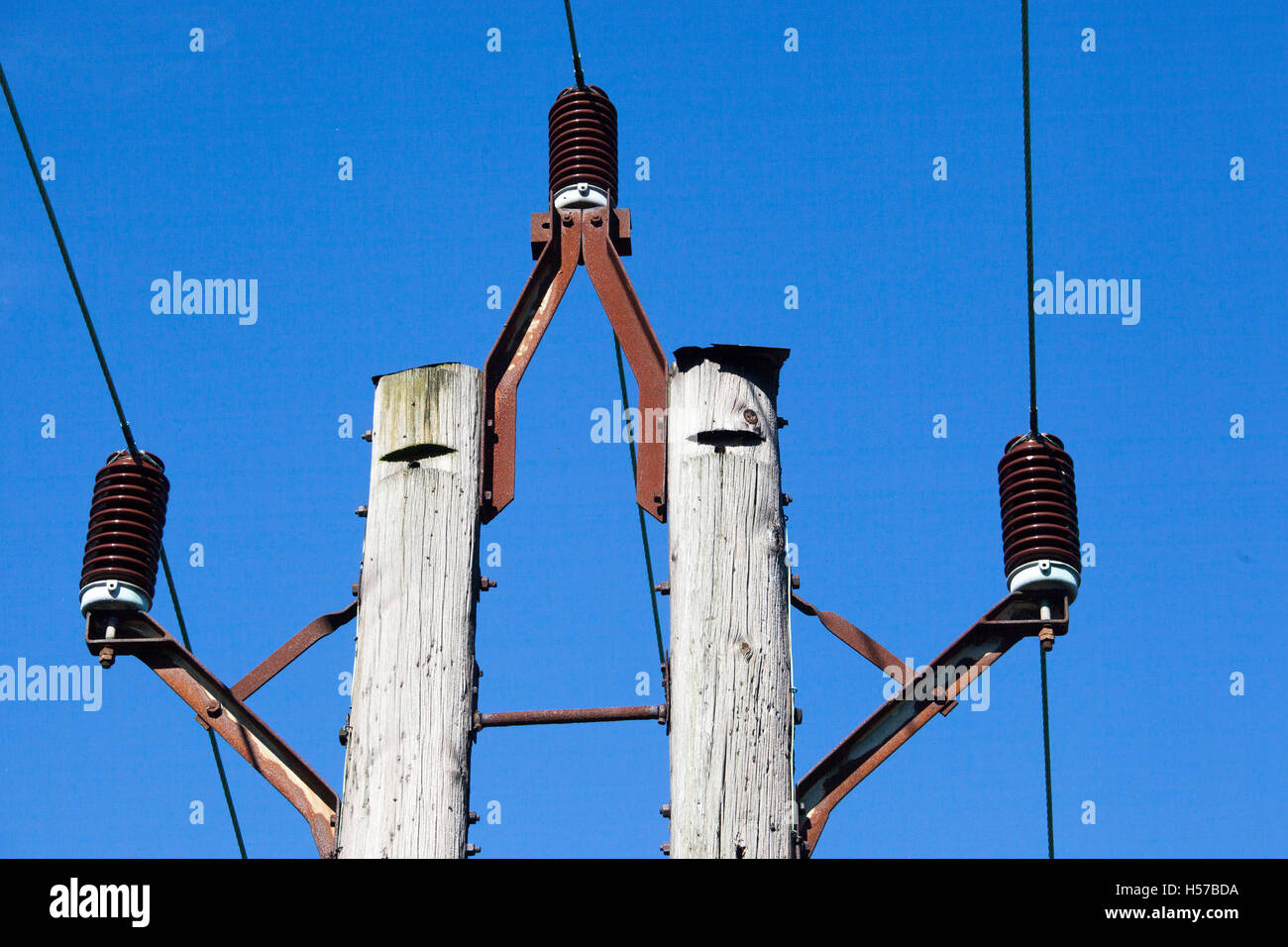 Wooden electricity pylon hi-res stock photography and images - Alamy