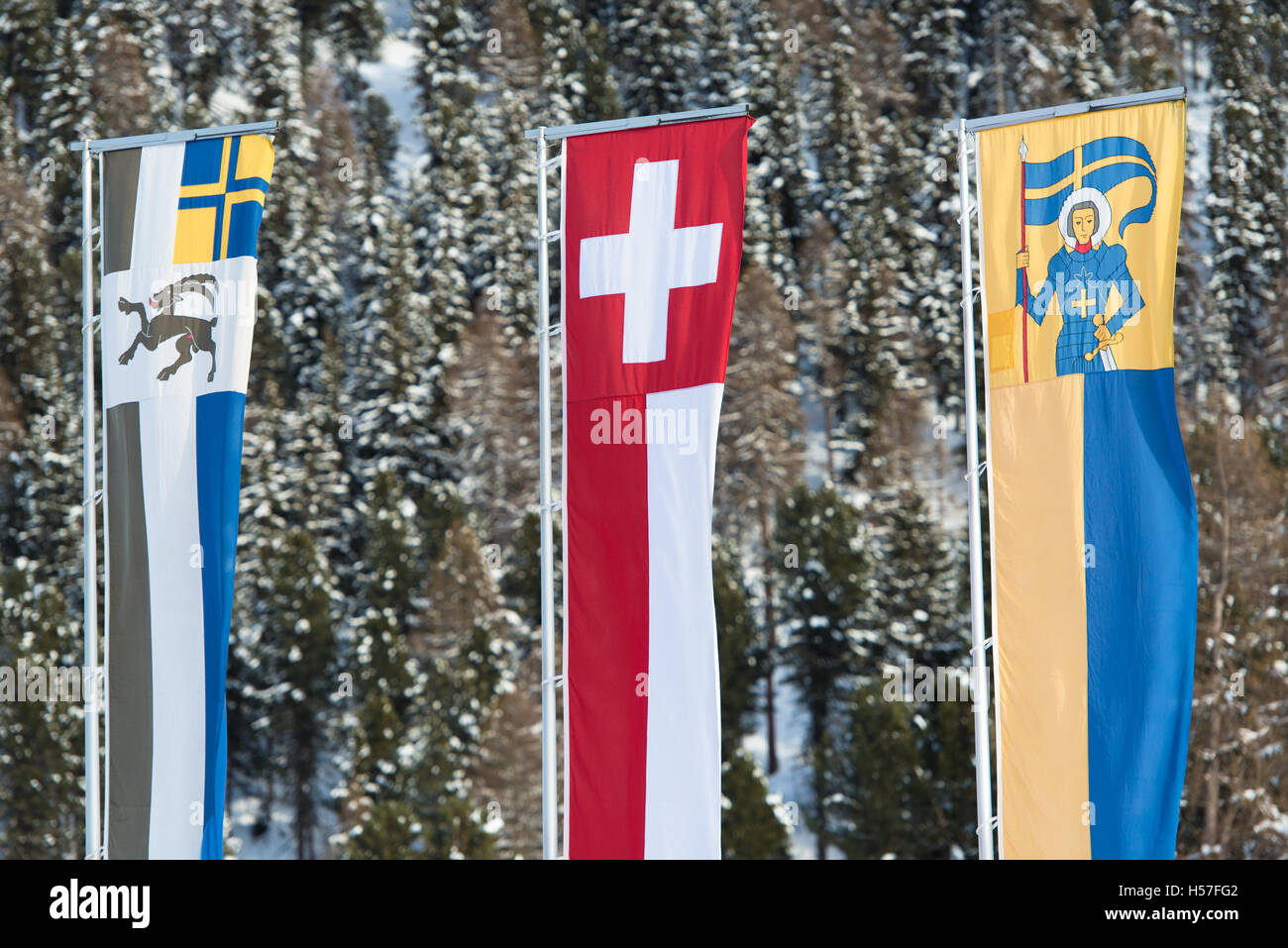 Swiss flag graubunden Stock Photo - Alamy