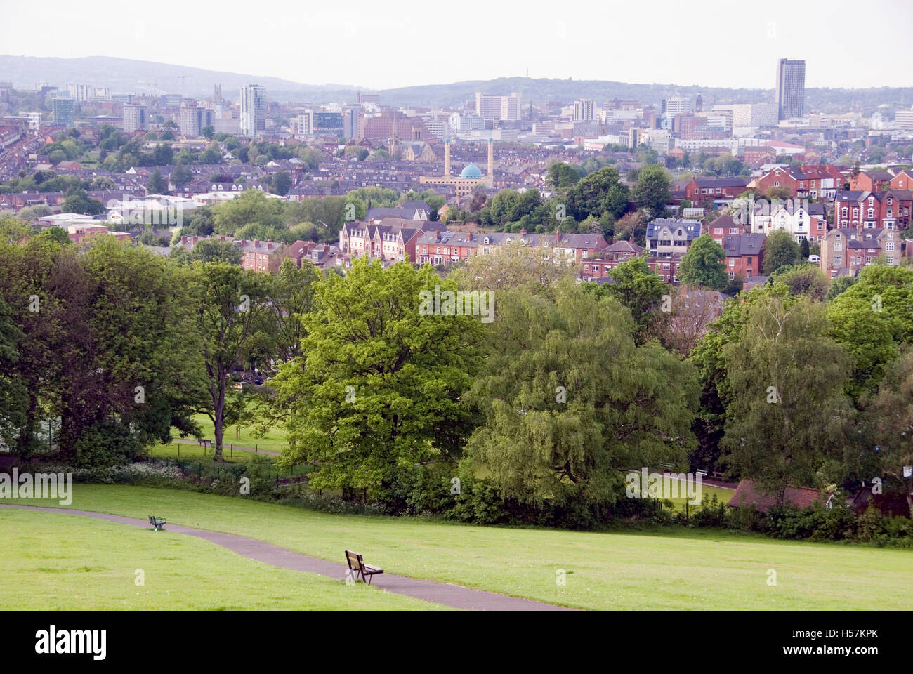 Sheffield, UK 16 May 2014: Meersbrook Park offers stunning views over ...