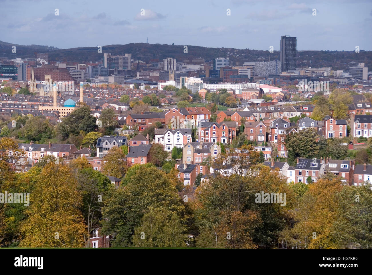Sheffield, UK 19 Oct 2014: Meersbrook Park offers stunning views over ...