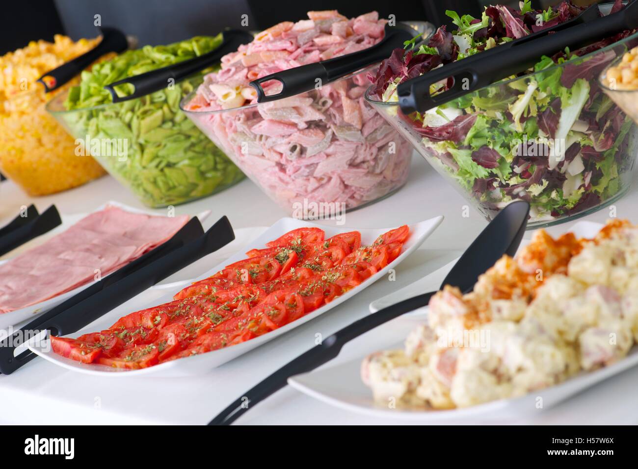 Dishes of assorted food for salad buffet in a restaurant Stock Photo ...