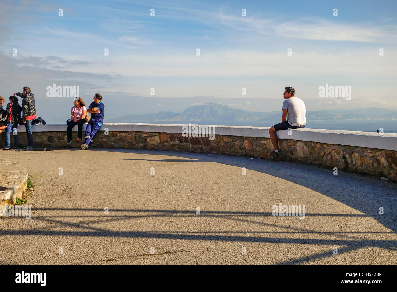 Viewpoint at The strait of Gibraltar, connects the Atlantic Ocean to ...