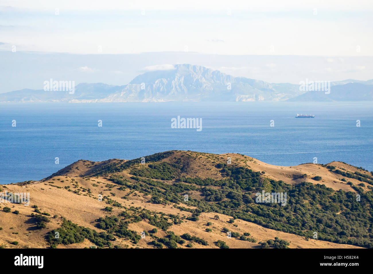 The strait of Gibraltar, connecting Atlantic Ocean to the Mediterranean ...