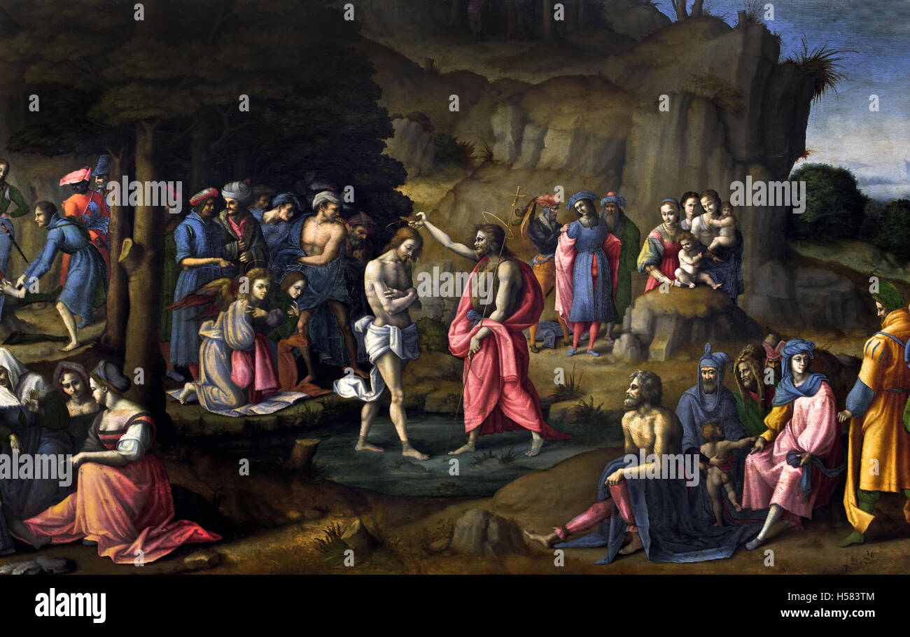 Baptism of Christ 1523 by Francesco d'Ubertino Verdi - Bachiacca ...