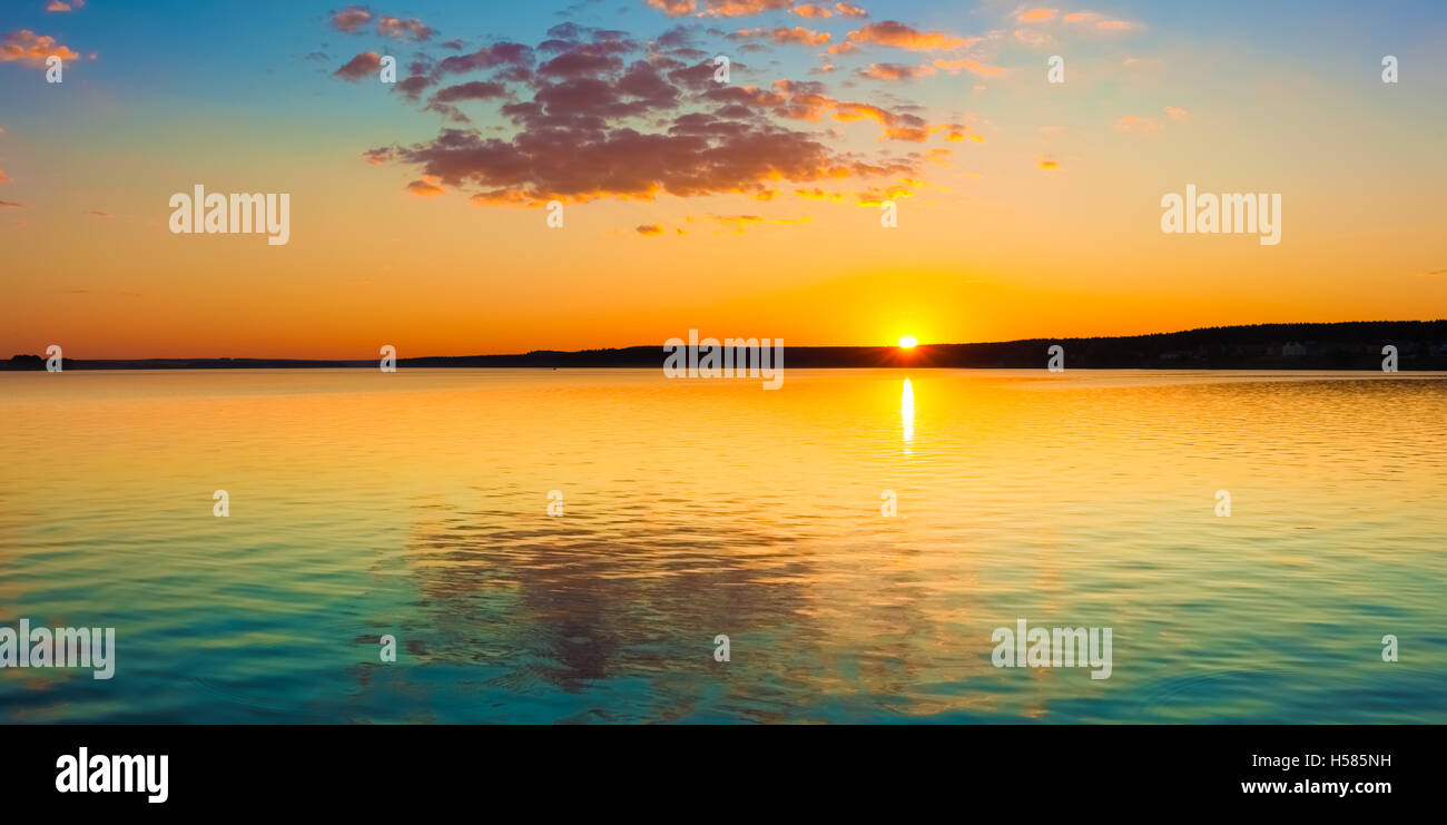 Amazing sunset over the sea. Panorama Stock Photo - Alamy