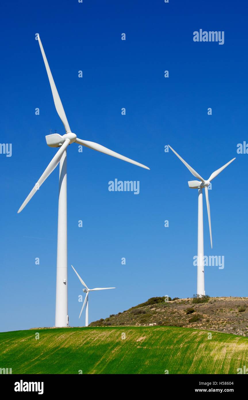 group of windmills for renewable electric energy production Stock Photo ...
