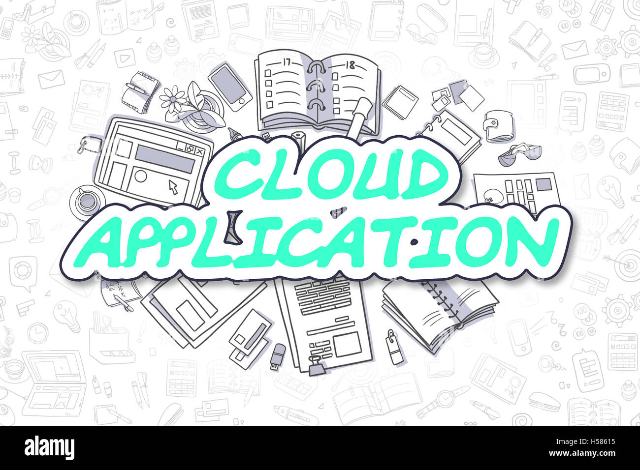 Cloud Application - Cartoon Green Text. Business Concept Stock Photo ...