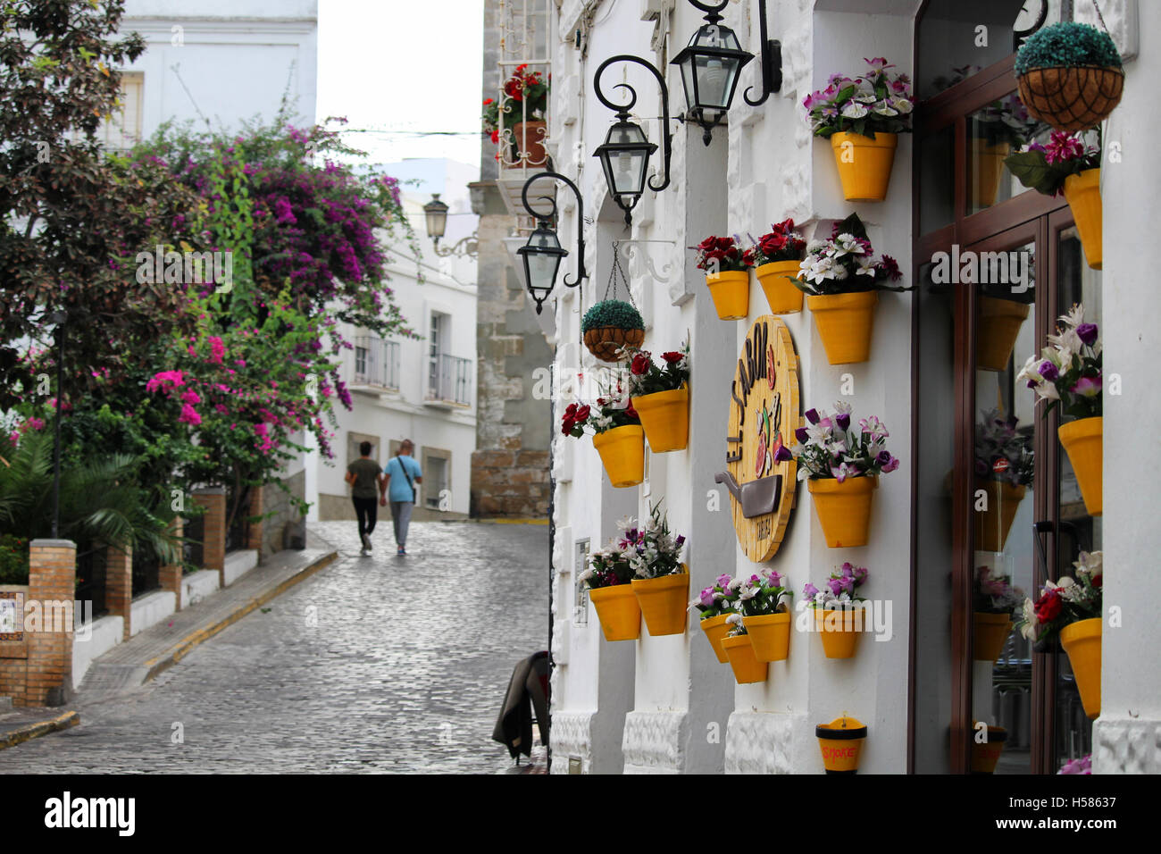 TARIFA/SPAIN - 7 OCTOBER 2016: Pictoresque streets of the historic ...