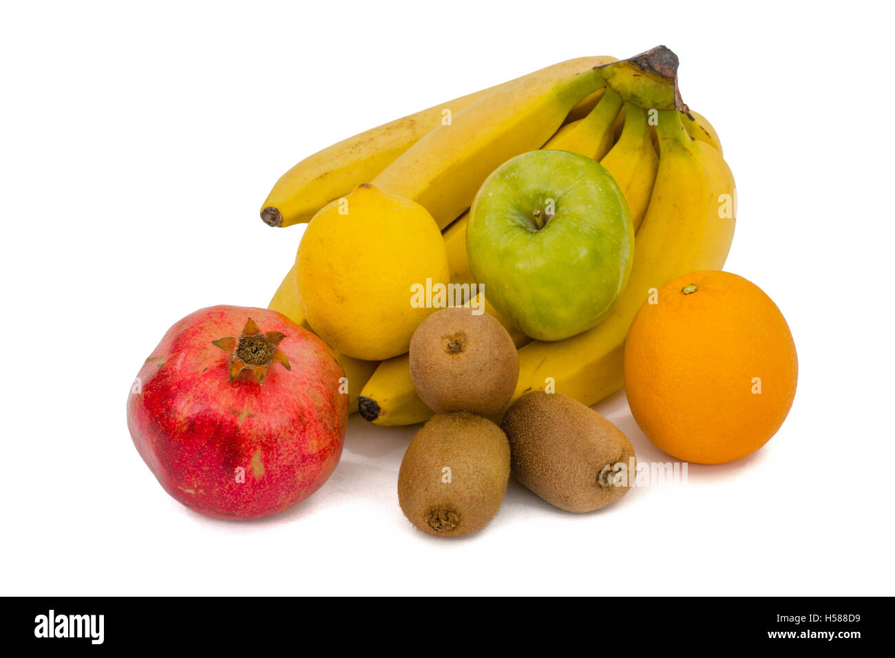 Close up of heap of fruit, isolated on white background. Concept of ...