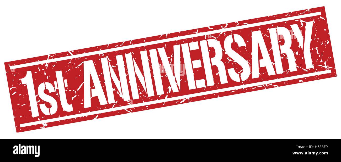 1st anniversary square grunge stamp Stock Vector Image & Art - Alamy