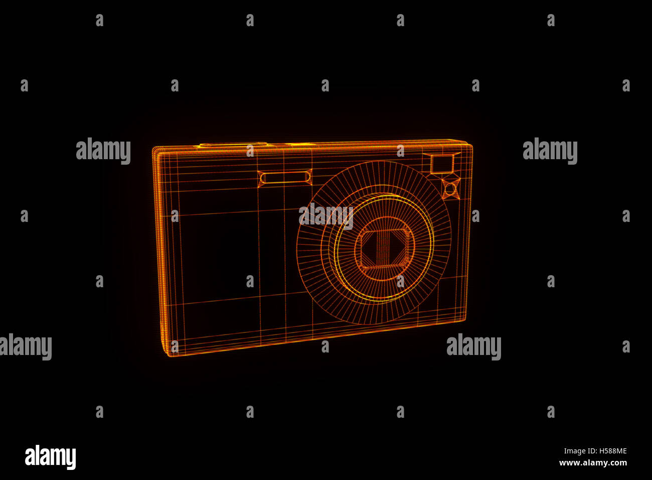 Photo Camera in Hologram Wireframe Style. Nice 3D Rendering Stock Photo ...