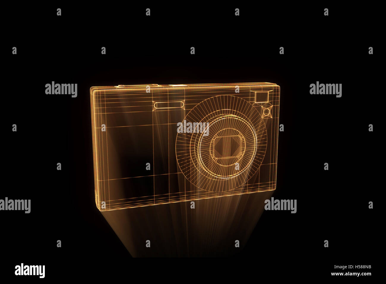 Photo Camera in Hologram Wireframe Style. Nice 3D Rendering Stock Photo ...