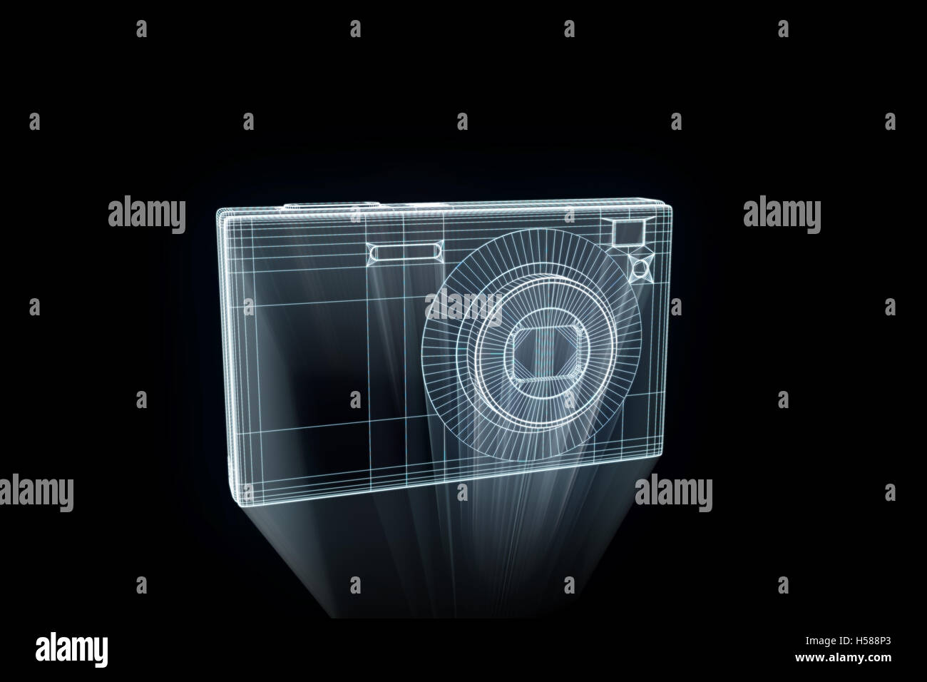 Photo Camera in Hologram Wireframe Style. Nice 3D Rendering Stock Photo ...