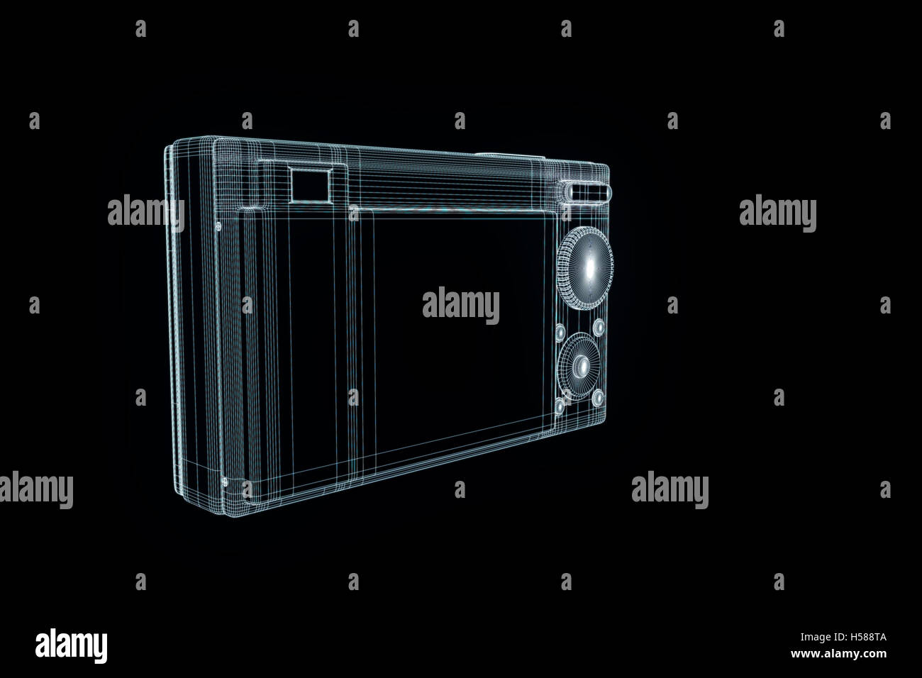 Photo Camera in Hologram Wireframe Style. Nice 3D Rendering Stock Photo ...