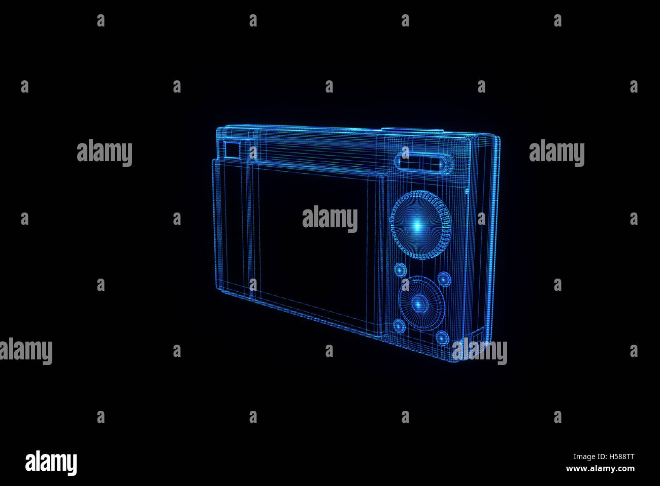 Photo Camera in Hologram Wireframe Style. Nice 3D Rendering Stock Photo ...