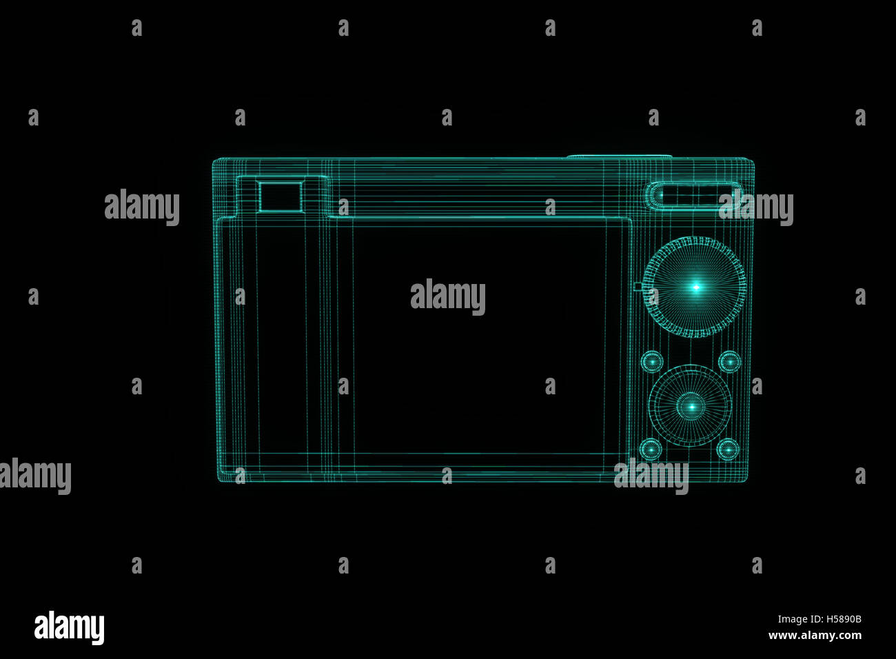 Photo Camera in Hologram Wireframe Style. Nice 3D Rendering Stock Photo ...