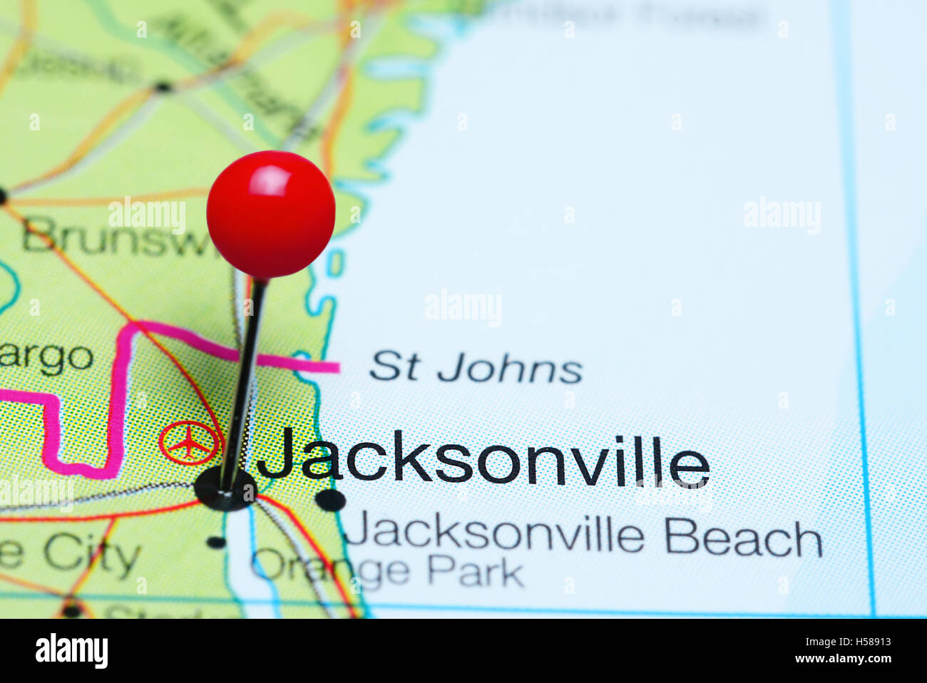 Jacksonville on a map hi-res stock photography and images - Alamy
