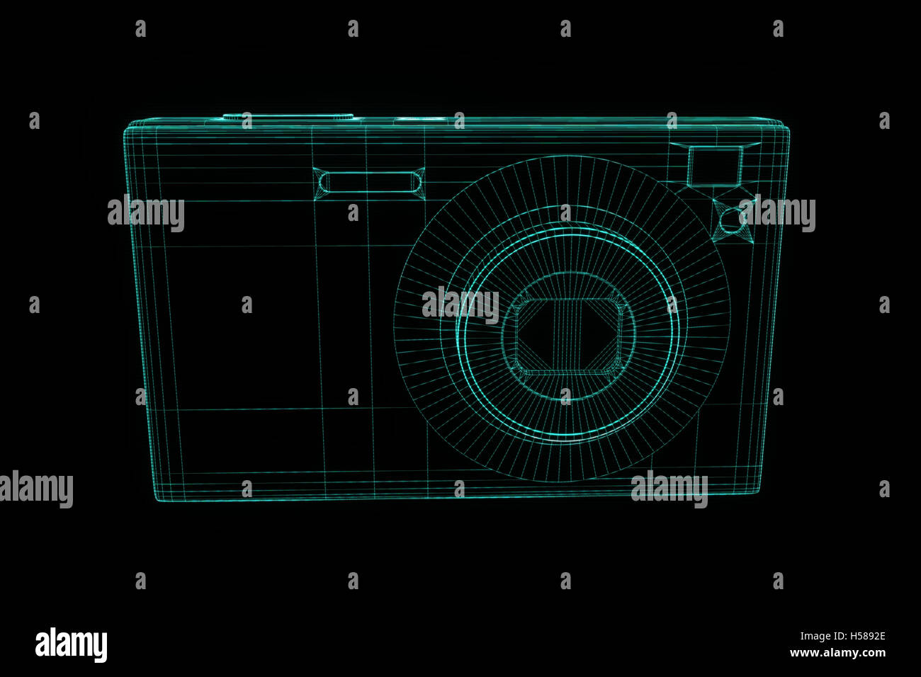 Photo Camera in Hologram Wireframe Style. Nice 3D Rendering Stock Photo ...