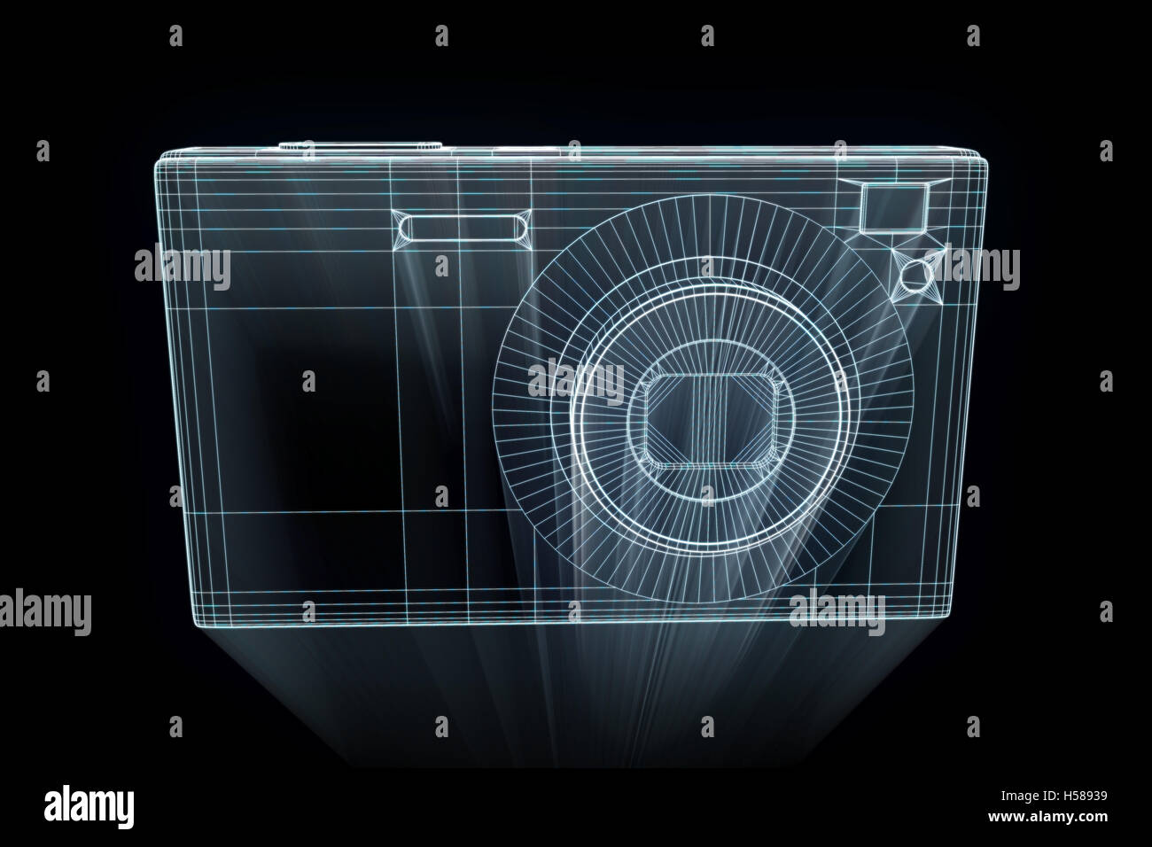 Photo Camera in Hologram Wireframe Style. Nice 3D Rendering Stock Photo ...