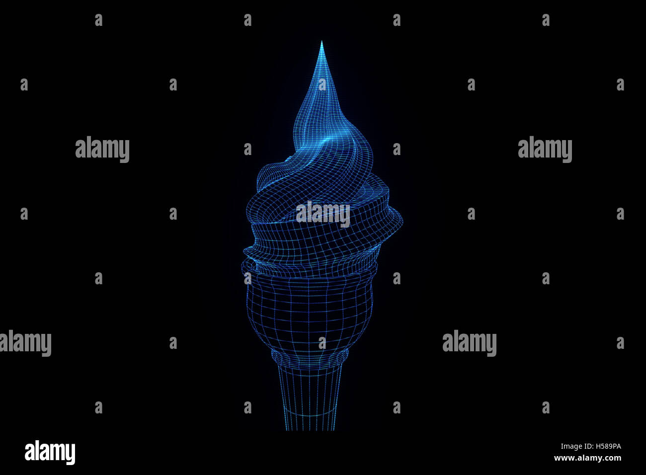 Icecream in Hologram Wireframe Style. Nice 3D Rendering Stock Photo - Alamy
