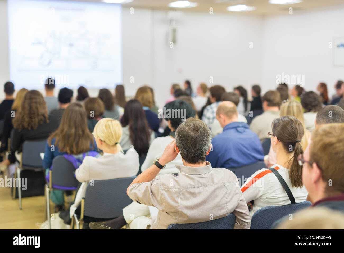 Audience in lecture hall on scientific conference Stock Photo - Alamy