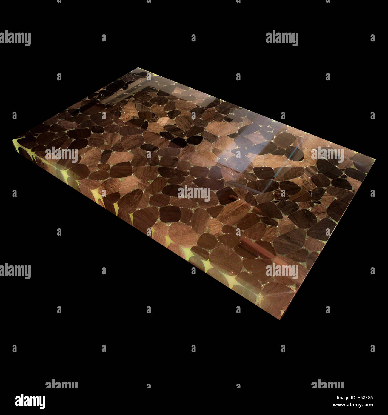 View of an Obsidian Plate on a Black Background Stock Photo - Alamy