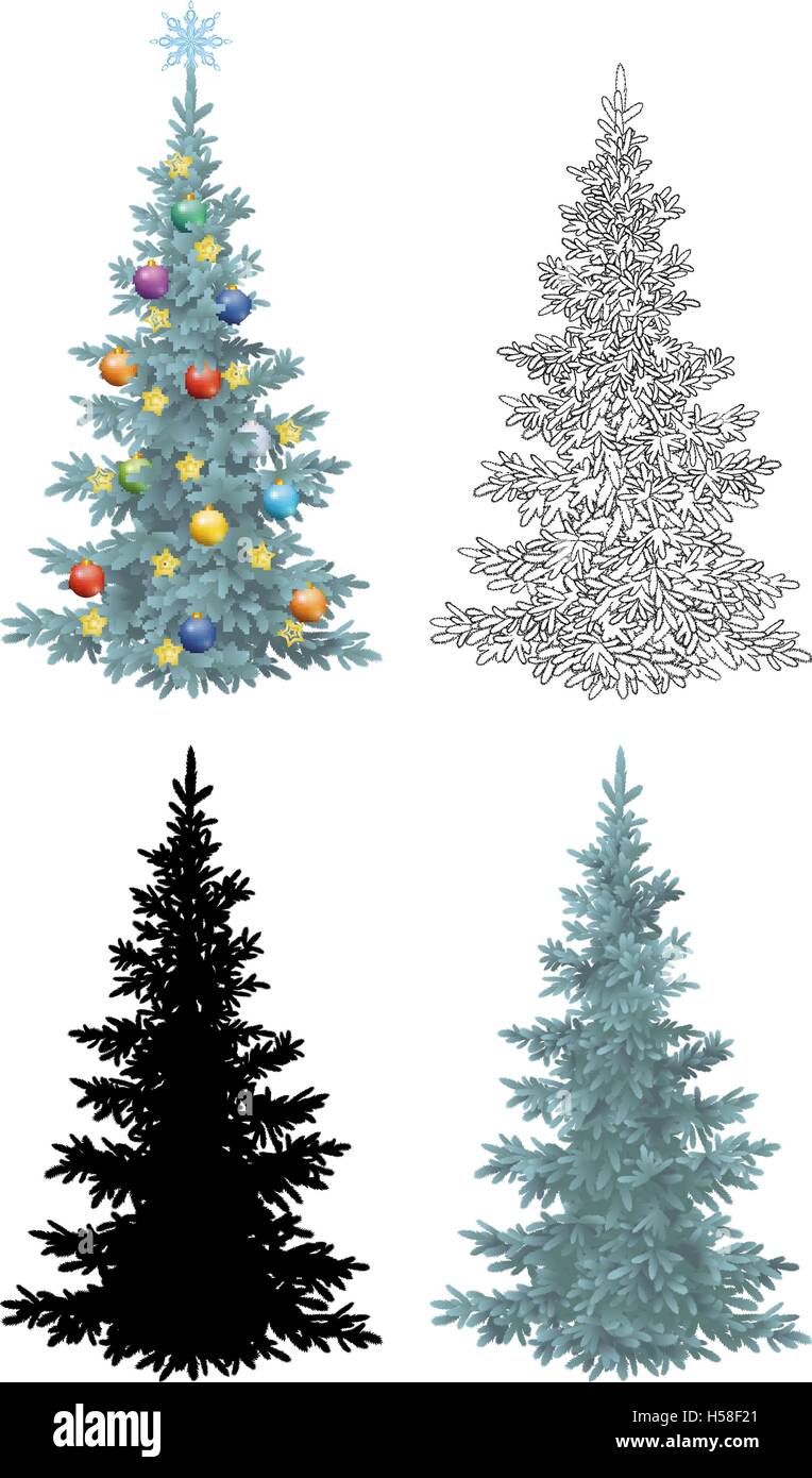 Set golden christmas trees Stock Vector Images - Alamy