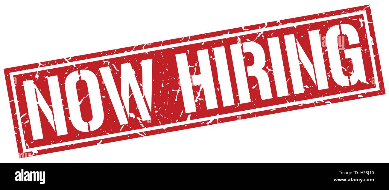 now hiring square grunge stamp Stock Vector Image & Art - Alamy