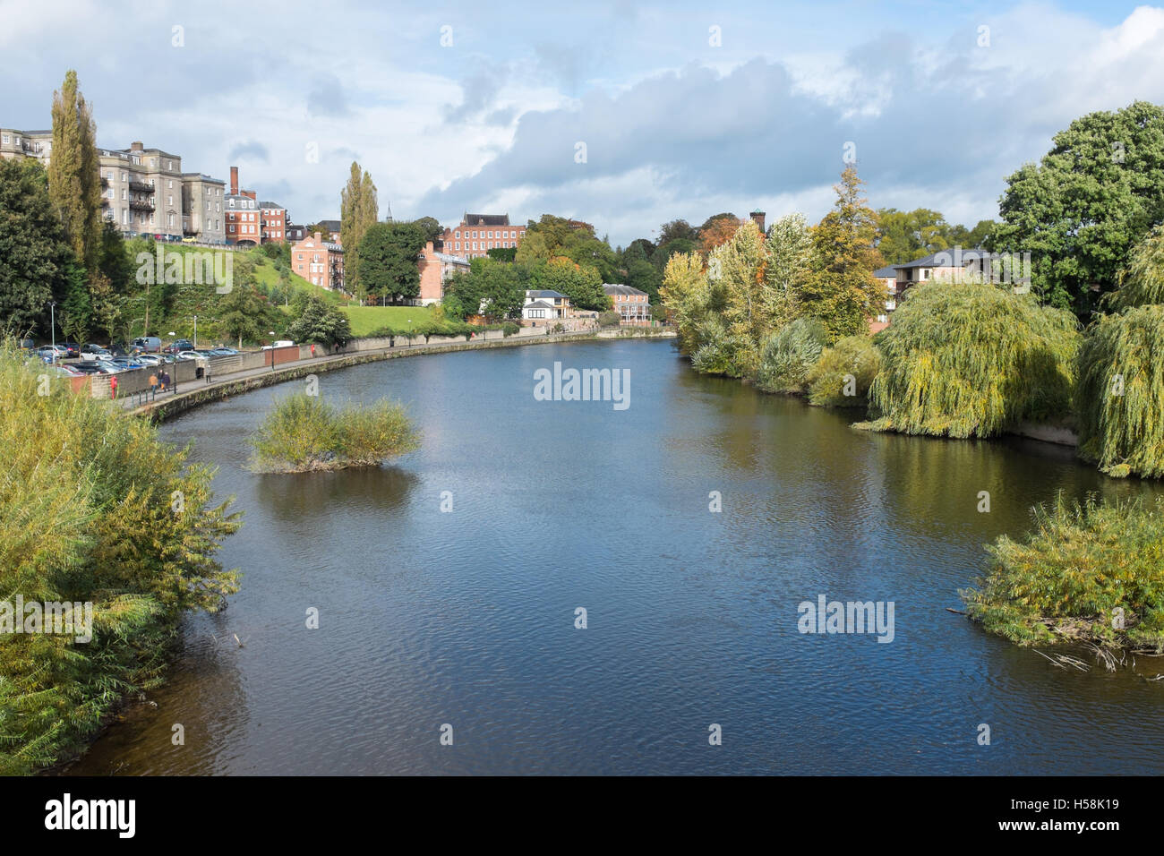 The River Severn in Shrewsbury viewed from the English Bridge Stock ...