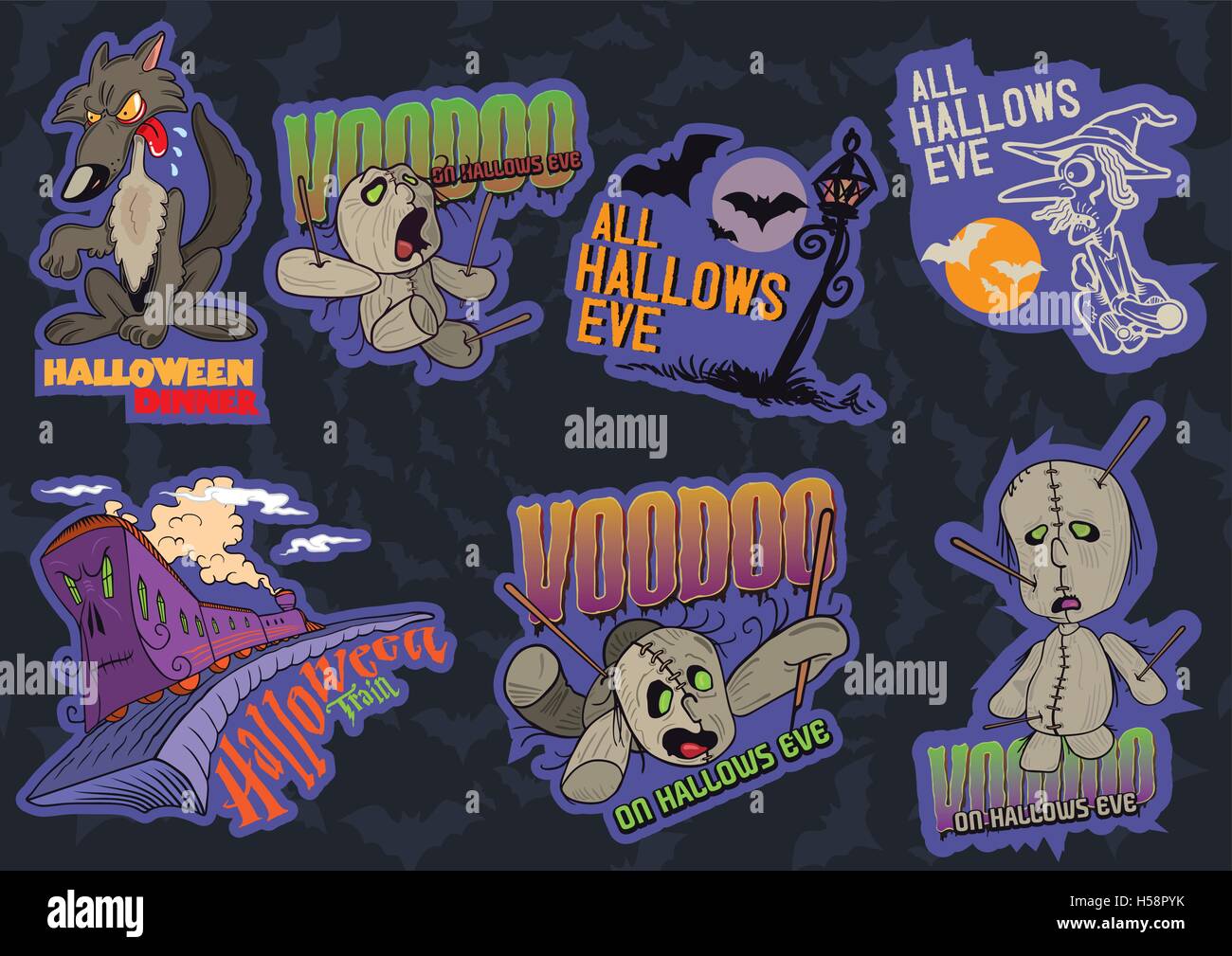 Comic illustrations of Halloween themed characters Stock Vector Image ...