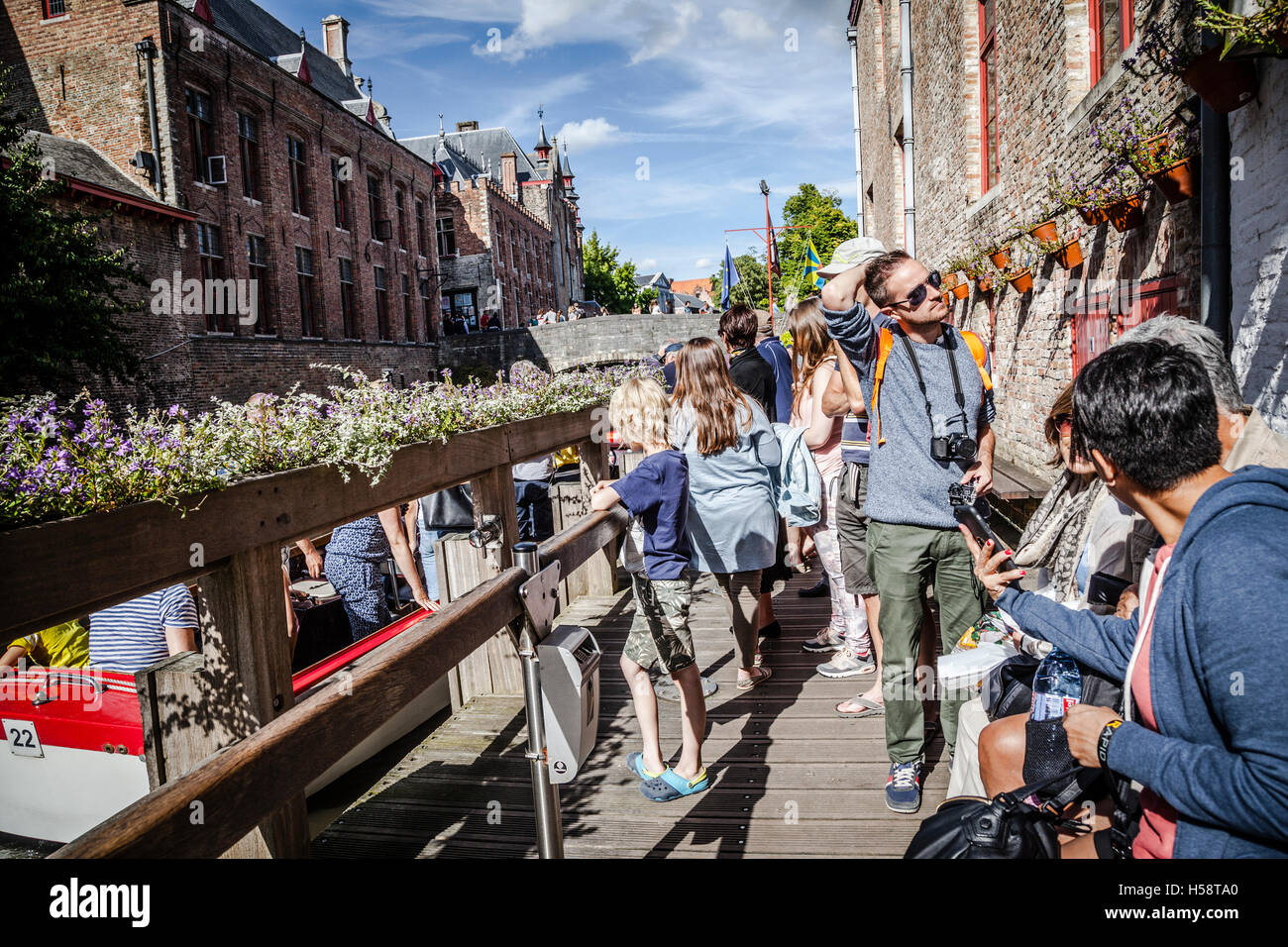 Street in Bruges in the summer, Belgium Stock Photo - Alamy