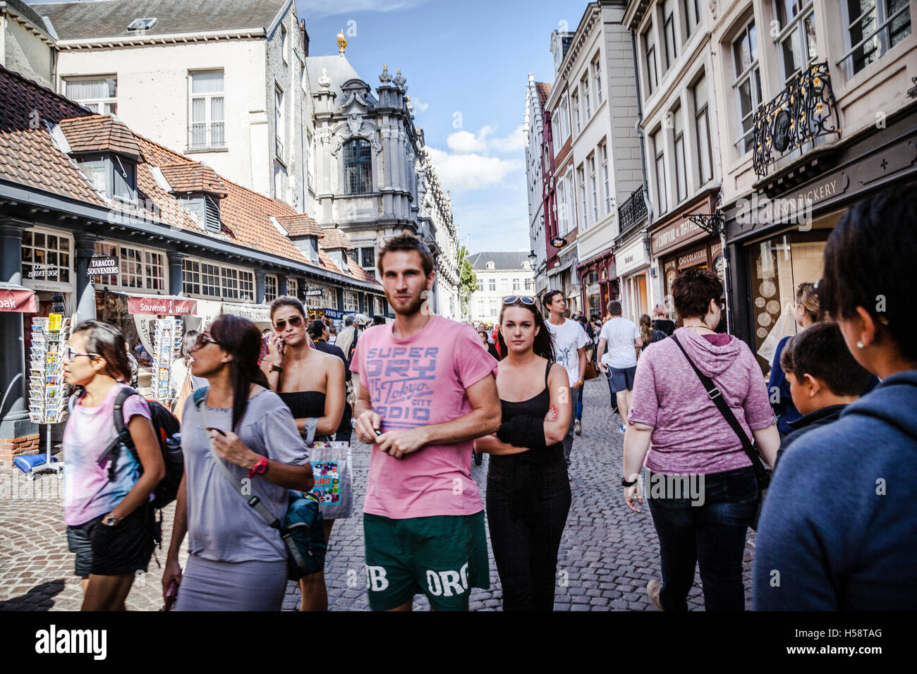 Street in Bruges in the summer, Belgium Stock Photo - Alamy