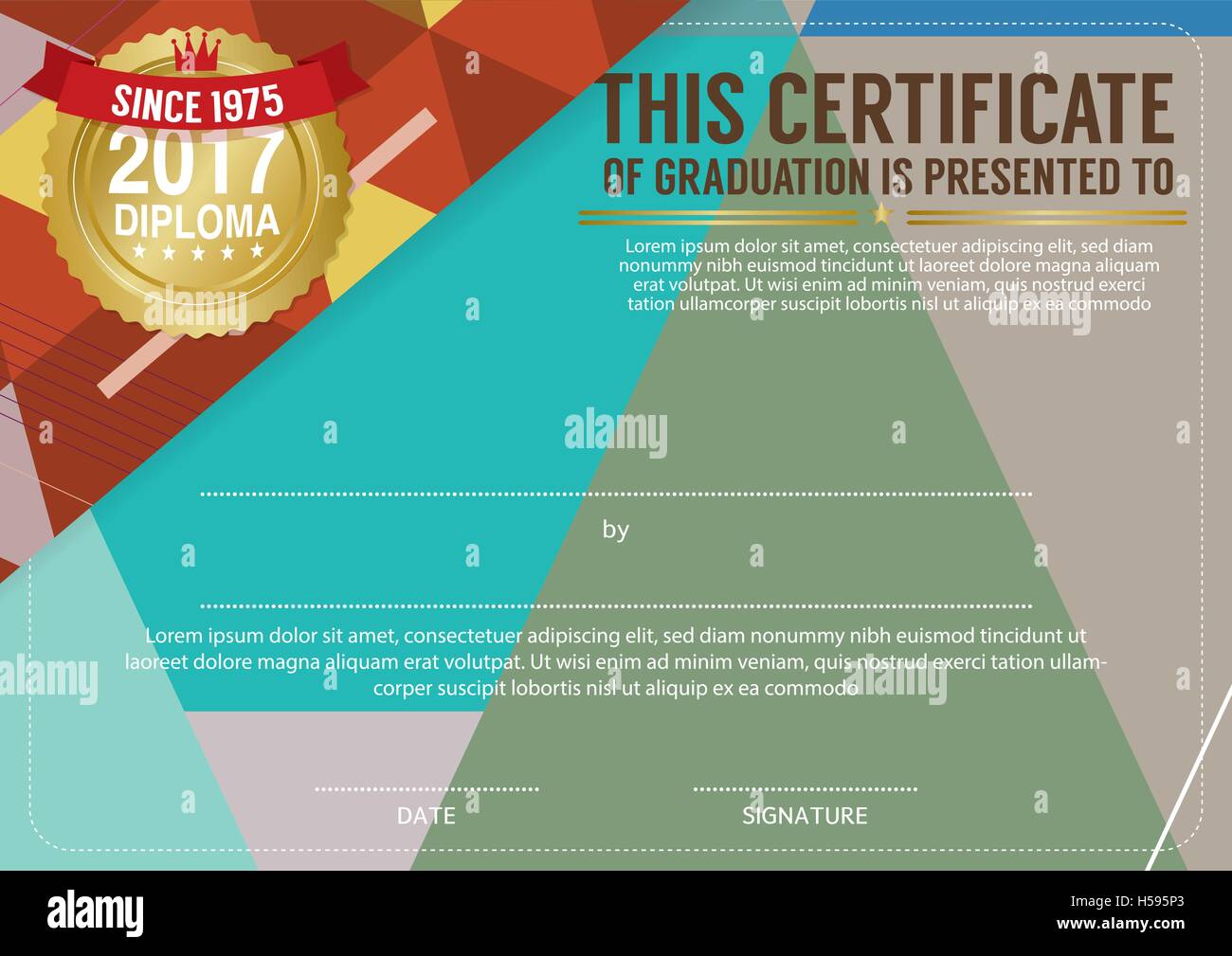 Diploma Certificate Template With Modern Pattern Vector Illustration ...