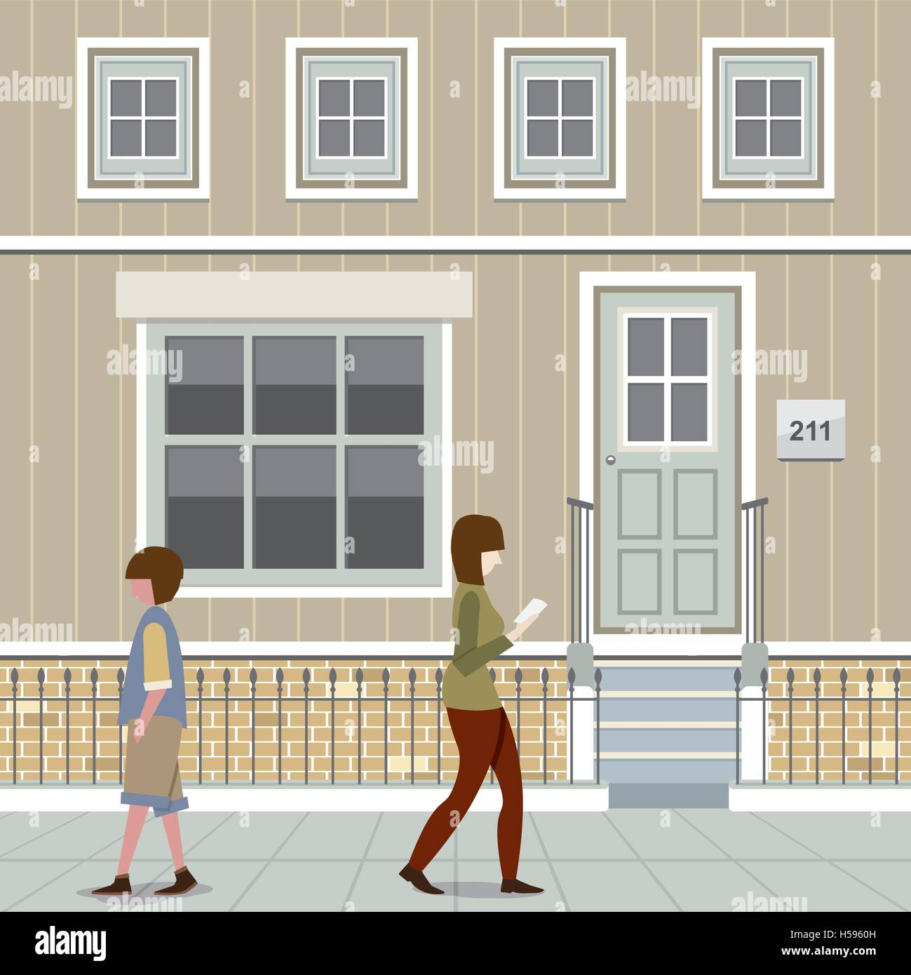 People Walking Down The Street Vector Illustration Stock Vector Image ...