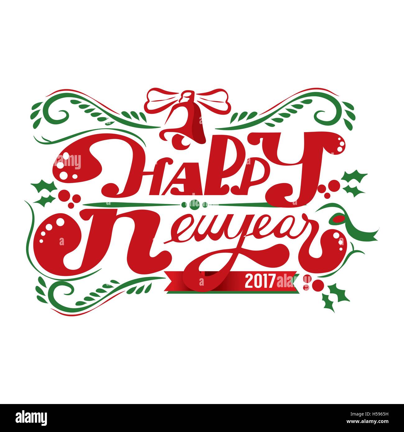 Happy New Year Hand Lettering Vector Illustration Stock Vector Image ...