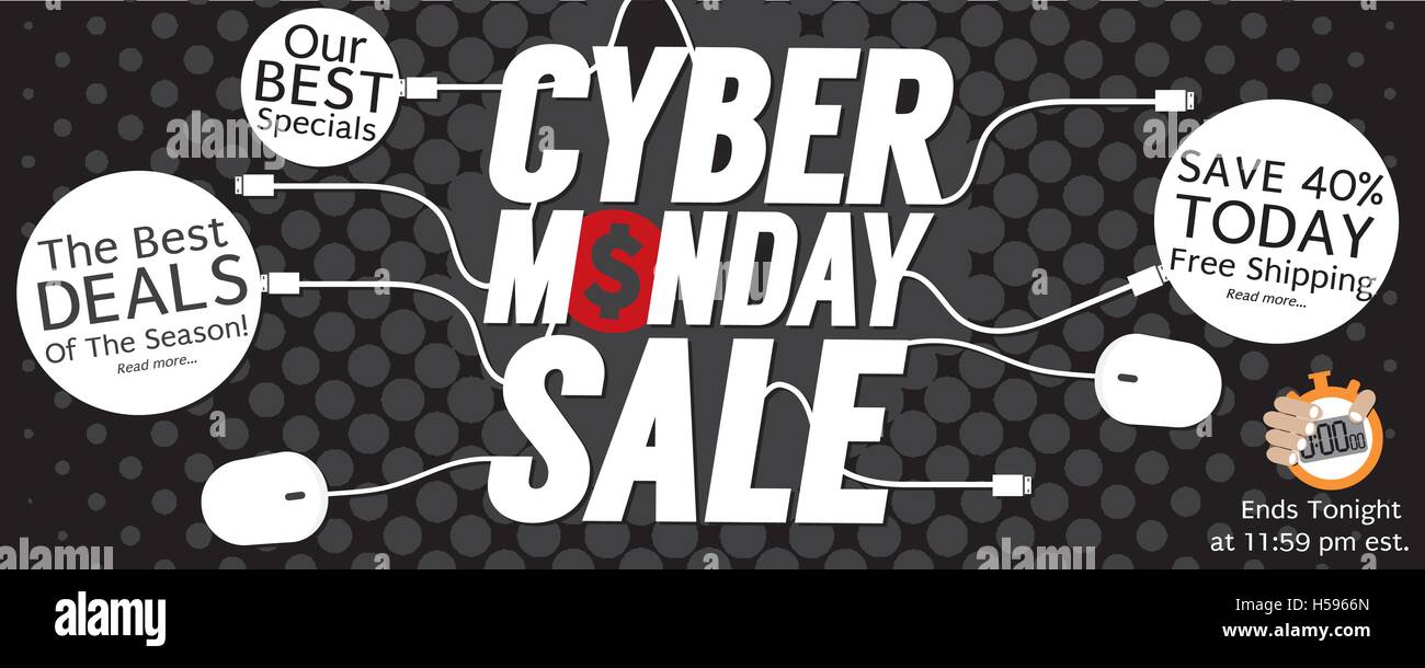 8000x3176 Pixel Modern Black Polka Dot Cyber Monday Super Wide Banner ...