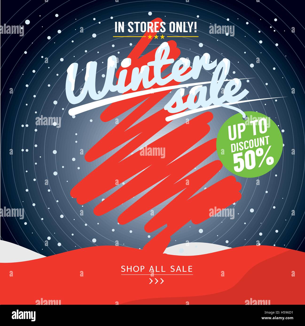 Winter Sale 50 Percent Banner Vector Illustration Stock Vector Image ...