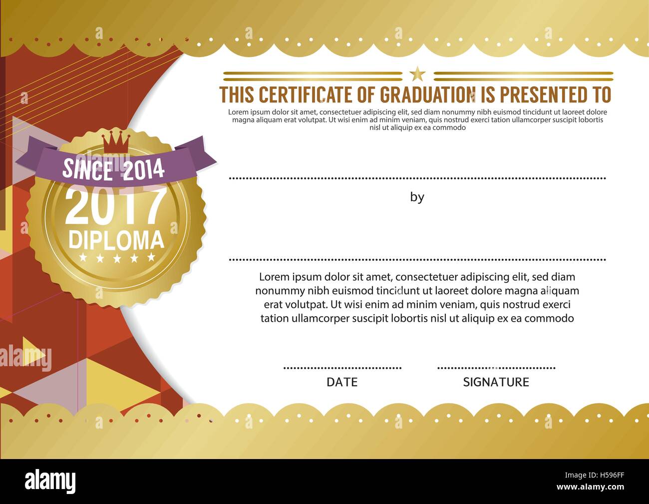 Diploma Certificate Blank Template Vector Illustration Stock Vector ...
