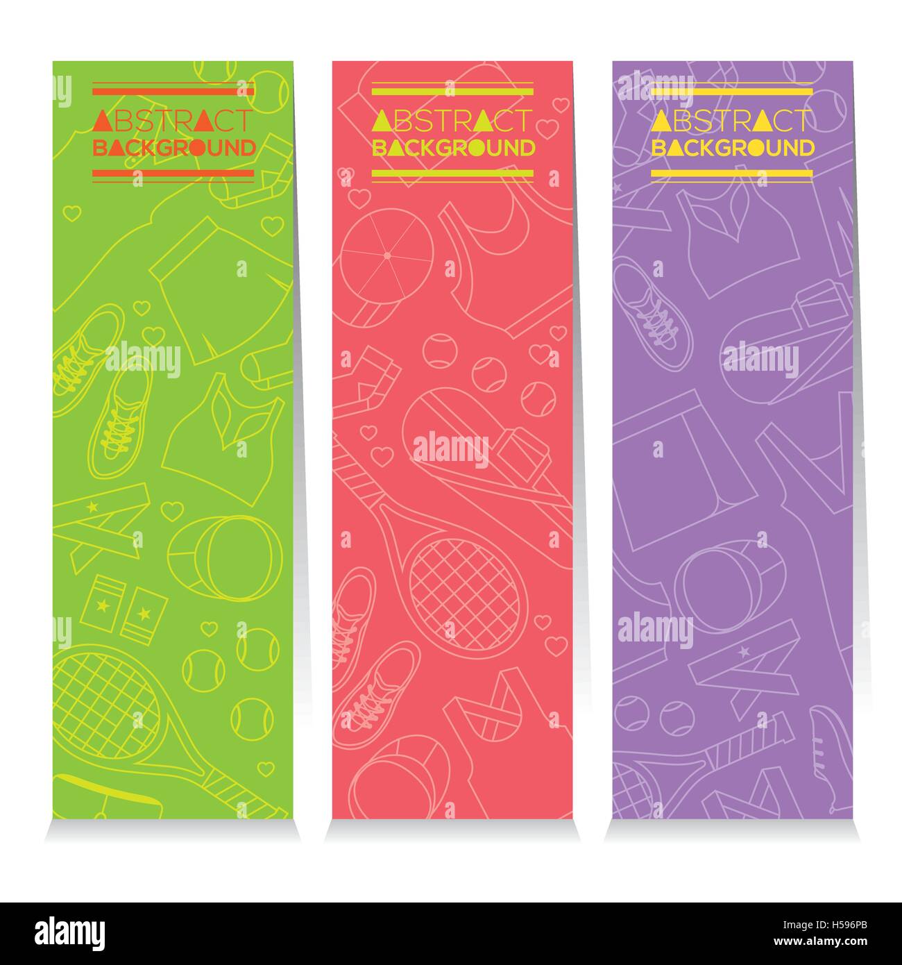 Female Tennis Gears Set Of Three Abstract Colorful Vertical Banners ...