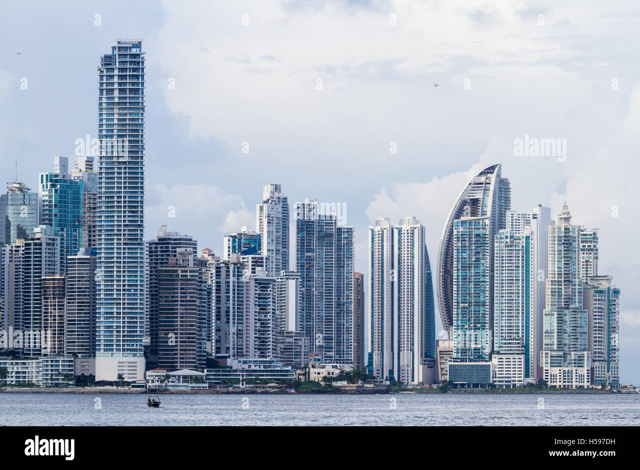 Panama City, Panama- June 08: Cityscape from across the bay in Panama ...