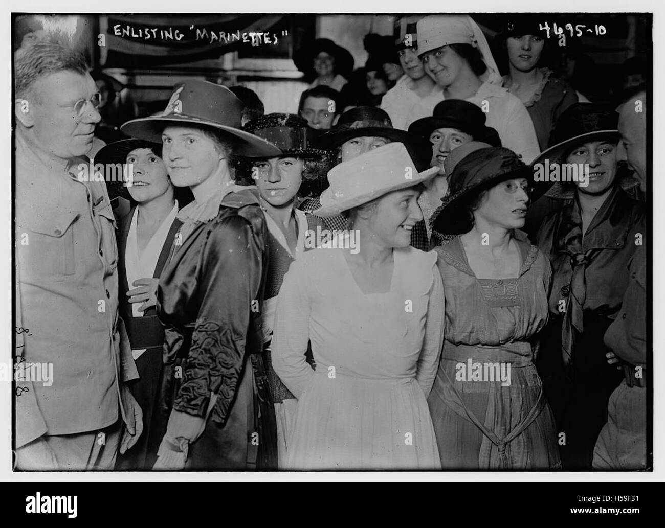 The image depicts an individual enlisting in the marine service, likely ...