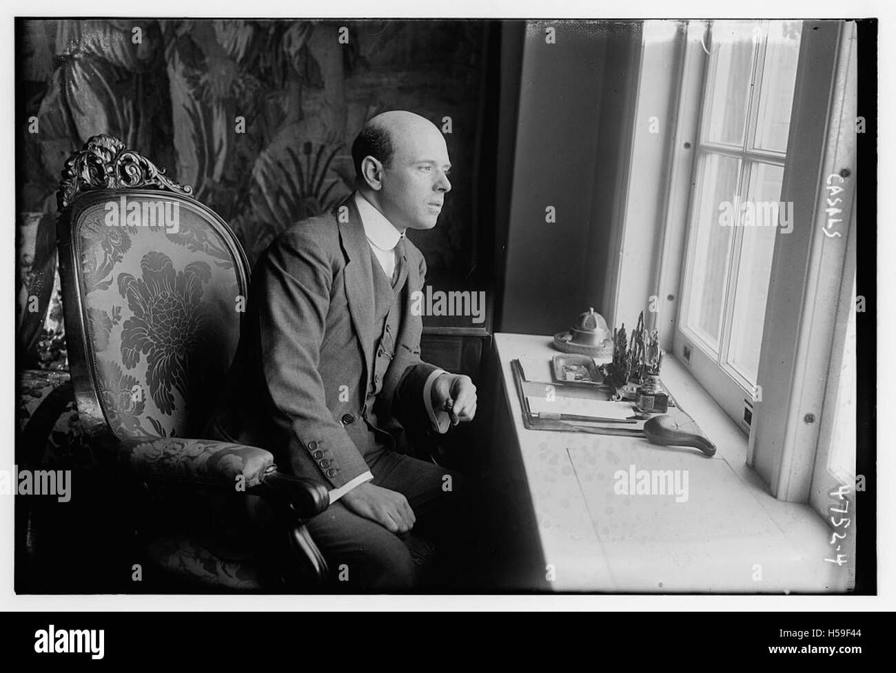 Pablo Casals, the renowned Spanish cellist, is depicted in a historic ...