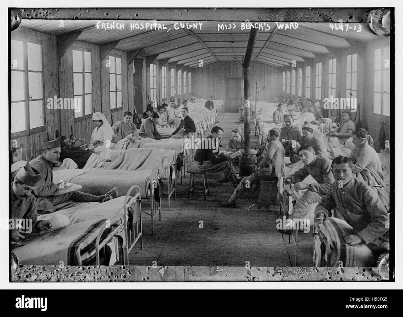 A historical image of a French hospital in Cugny, likely named after ...