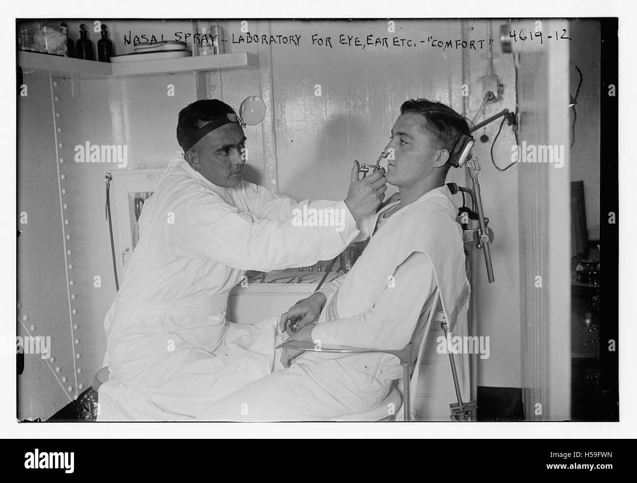 This laboratory image shows the production or testing process of nasal ...