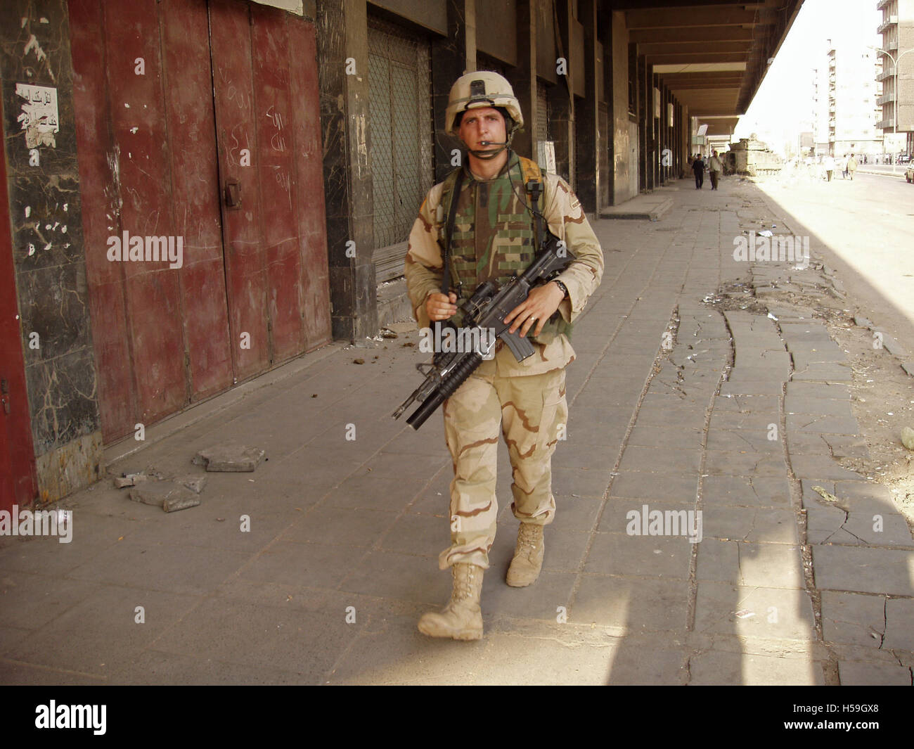 2nd July 2003 A U.S. Army soldier of the 1st Armored Division ...