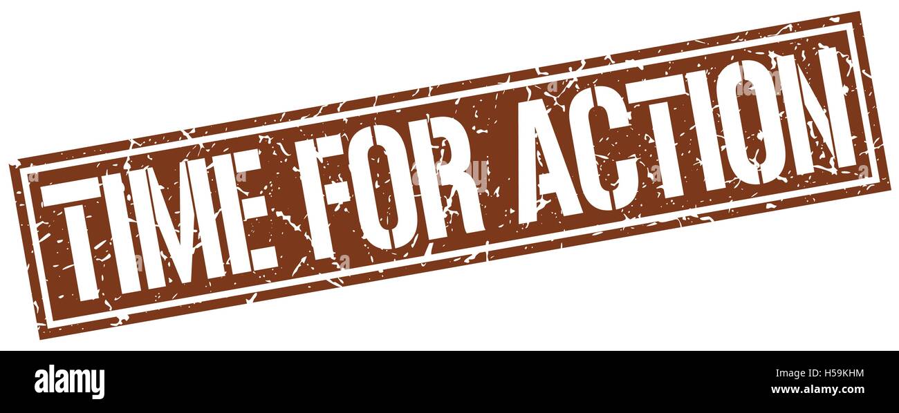 time for action square grunge stamp Stock Vector Image & Art - Alamy