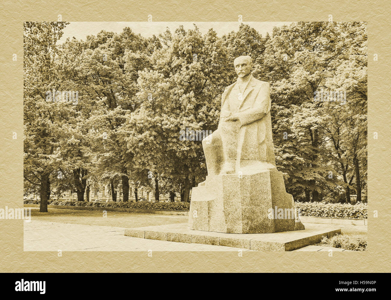 The monument of Janis Rainis (1865-1929) is located in the Vermanes ...