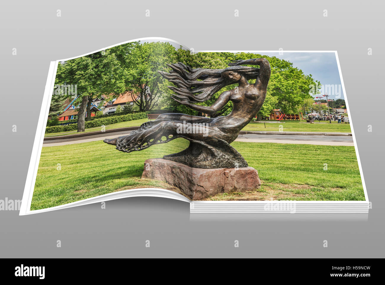 The Bronze Sculpture of Neringa is located in the center of Nida ...